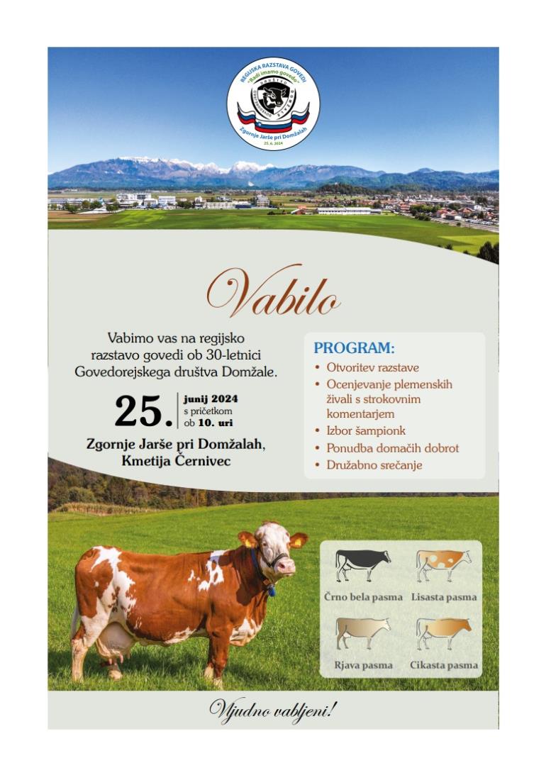 GOVEDOREJSKO DRUŠTVO DOMŽALE VABI OB 30- LETNICI NA REGIJSKO RAZSTAVO ...